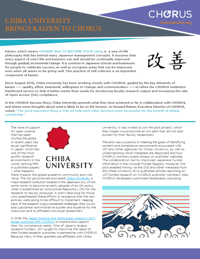 Chiba University Brings Kaizen to CHORUS - CHORUS