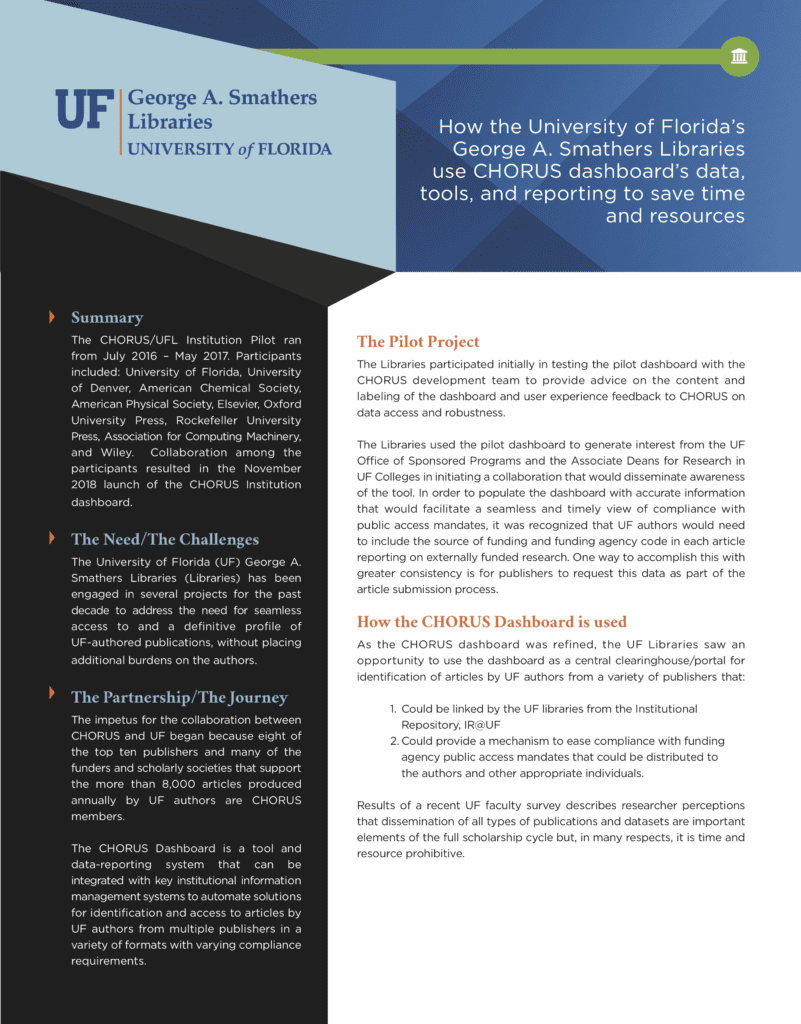 How the University of Florida’s George A. Smathers Libraries use CHORUS ...